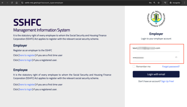 How to Log in to the SSHFC Portal as an employer