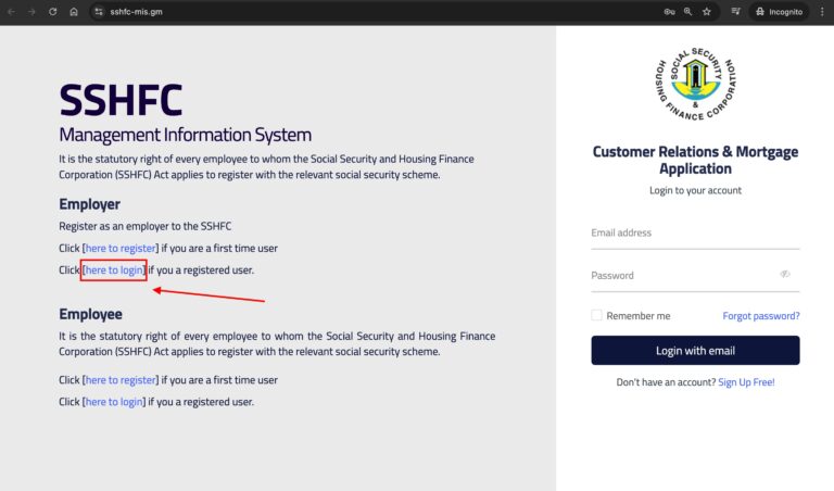 How to Log in to the SSHFC Portal as an employer